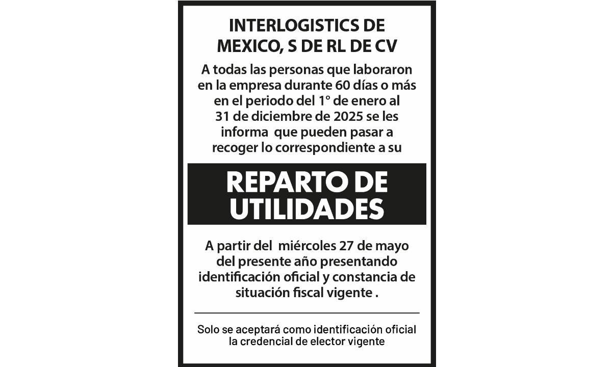 PTU 2025 INTERLOGISTICS DE MEXICO, S DE RL DE CV en Puebla, Puebla